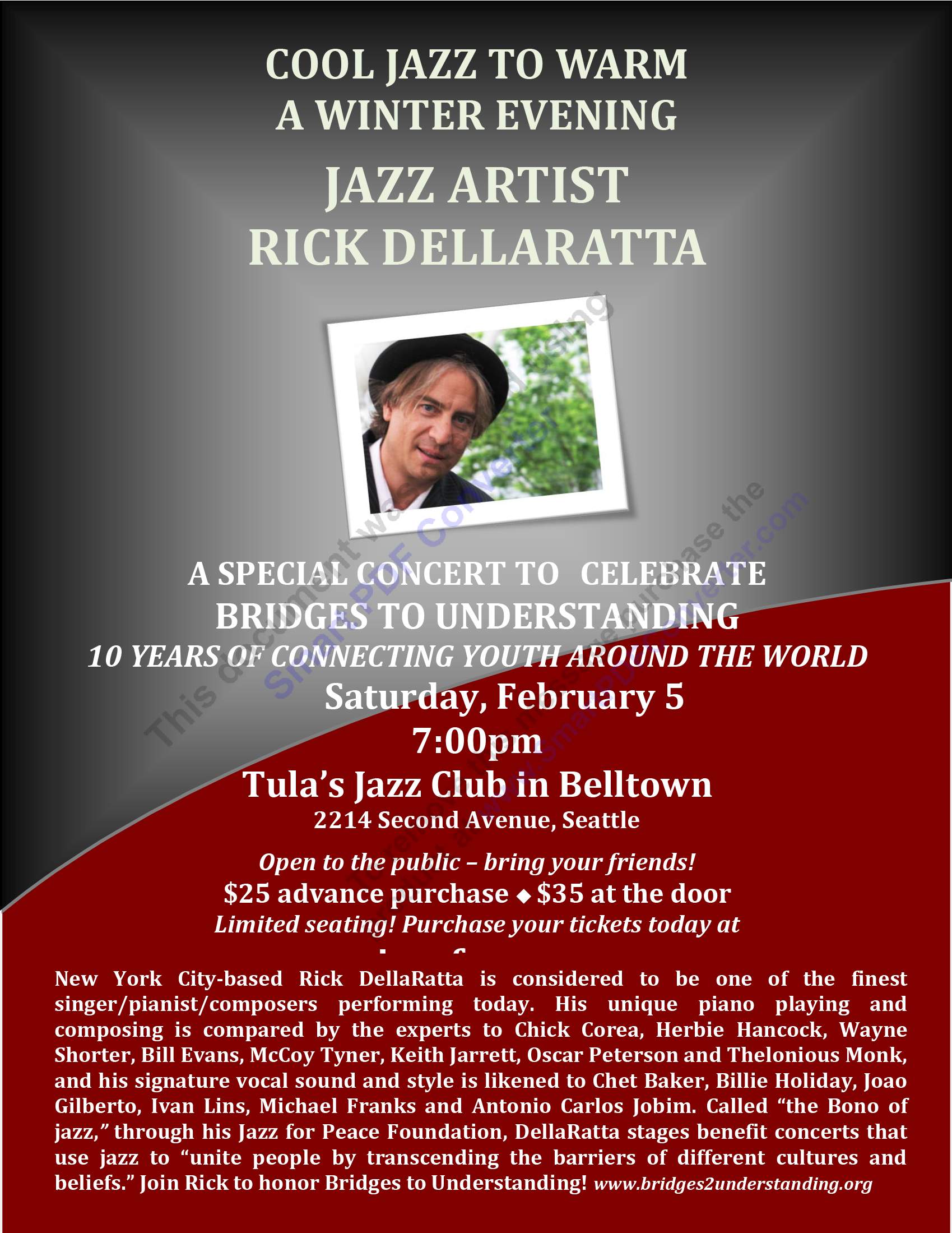 Jazz for Peace Sample Fliers and Brochures